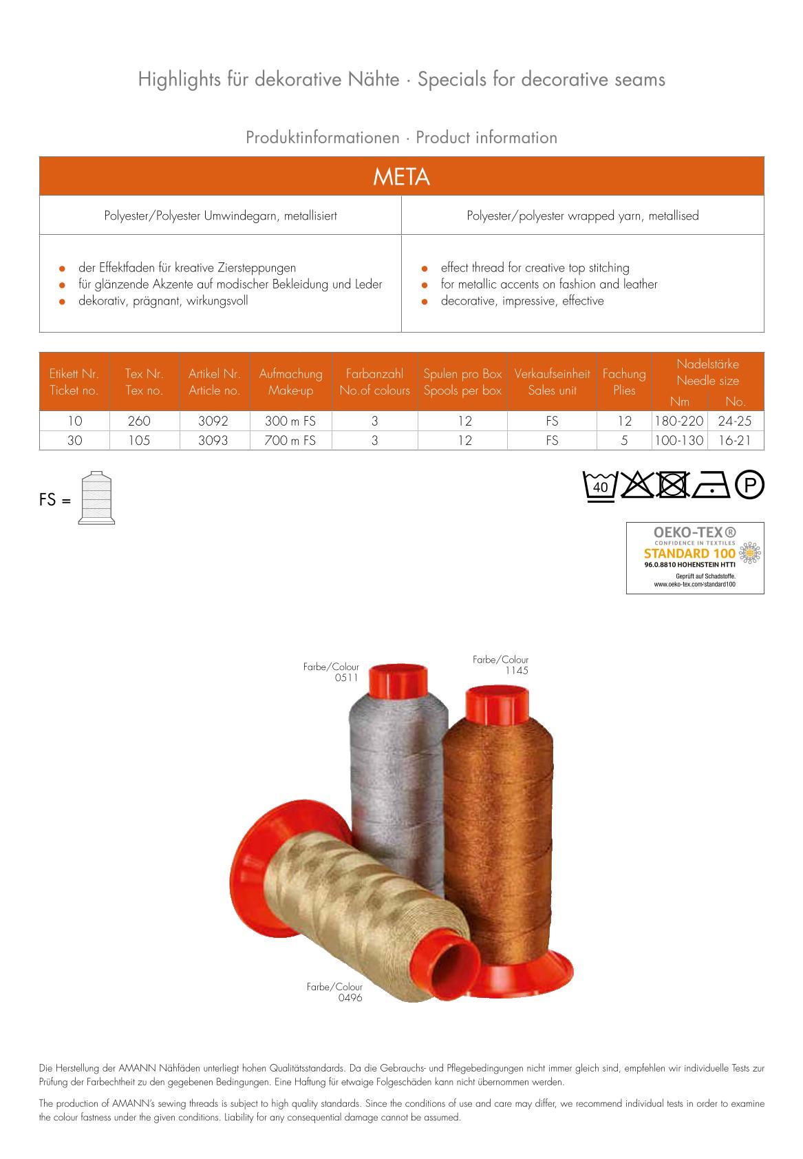 Amann Farbkarte, Garn Rasant & SabaTex 120 | 57-50-09