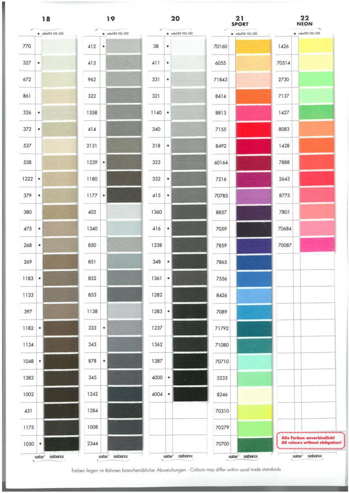 Amann Farbkarte, Garn Saba & SabaTEX | 57-50-08
